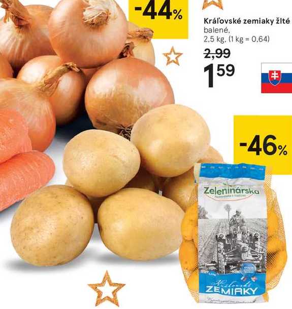 Akcia na Král'ovské zemiaky žlté, 2,5 kg za 1,59 €, Ovocie, zelenina v ...